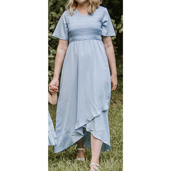 Zattcas | Dresses | Light Blue Smock Maxi Wrap Dress | Poshmark